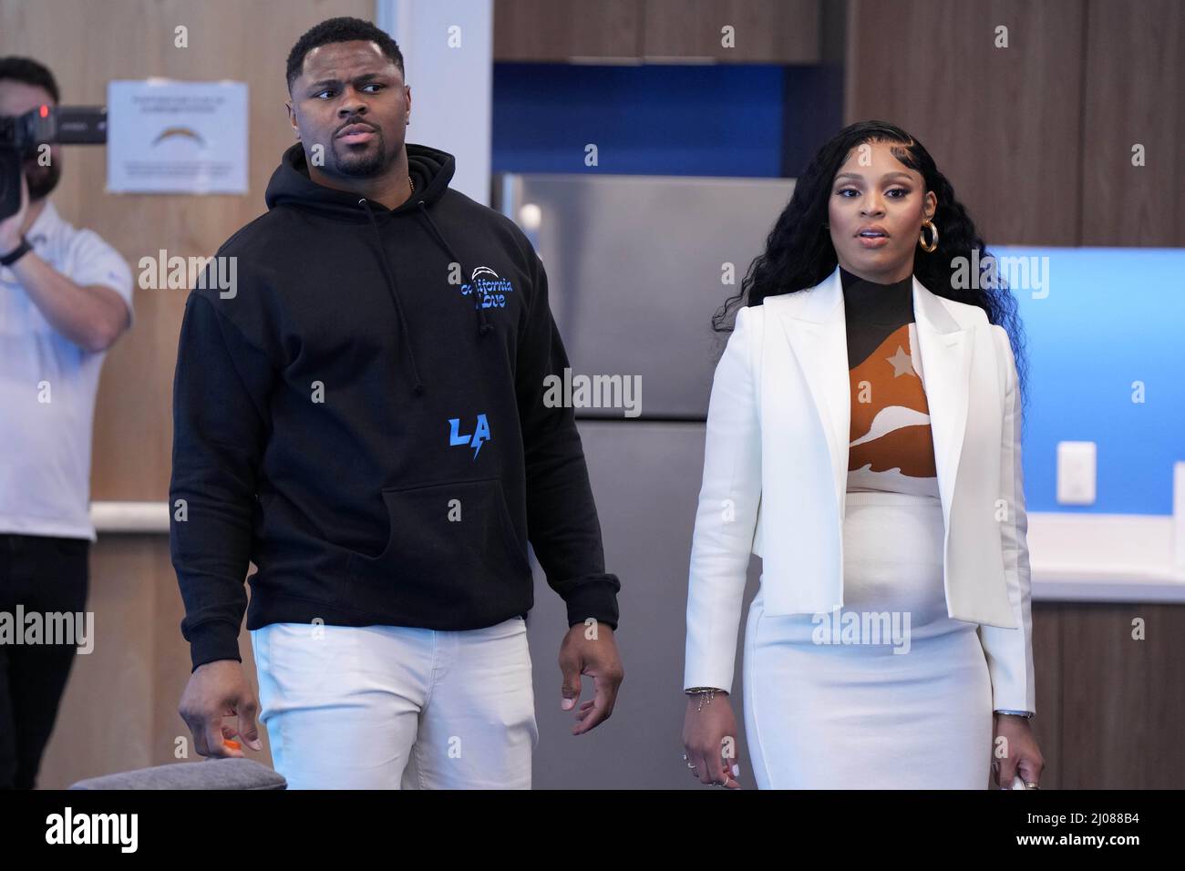 Los Angeles Chargers linebacker Khalil Mack (left) and girlfriend and ...