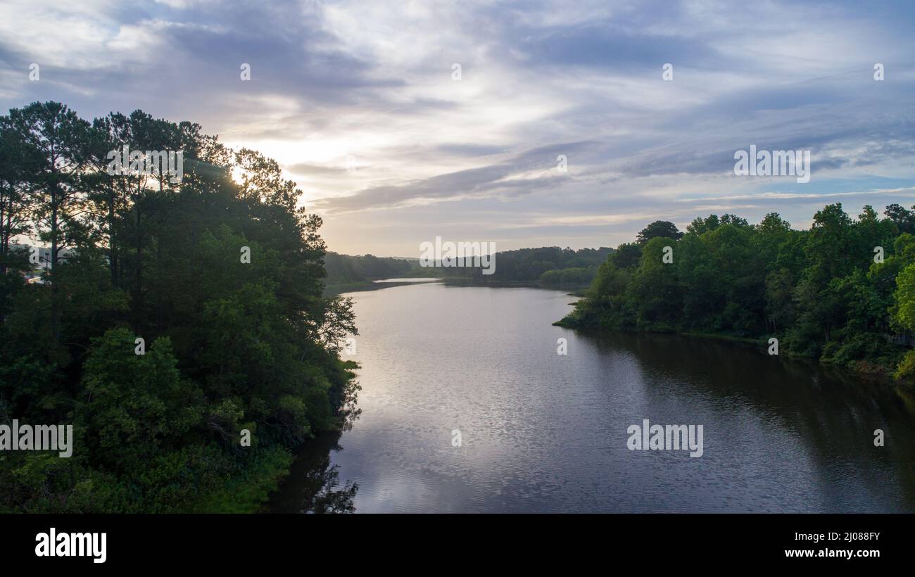 Sunrise over Lake Forest and the eastern shore of Mobile Bay in Daphne ...