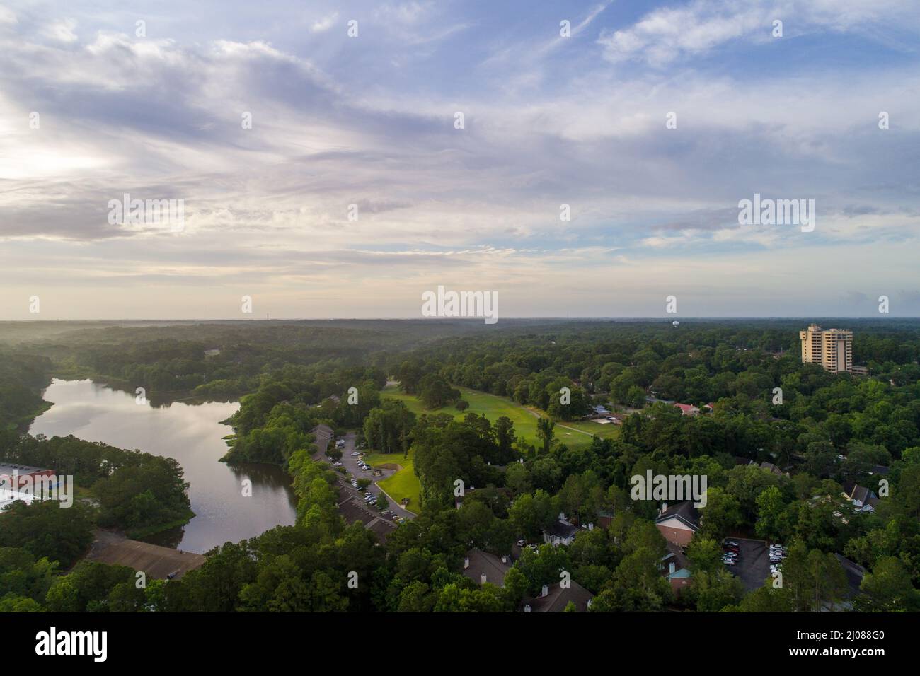 Sunrise over Lake Forest and the eastern shore of Mobile Bay in Daphne ...