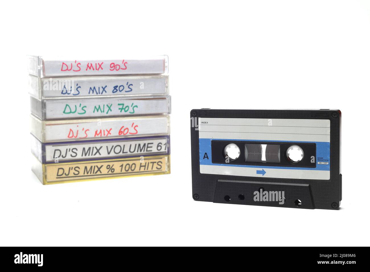 Retro audio cassette tape from the 80s and 90s on a white background ...