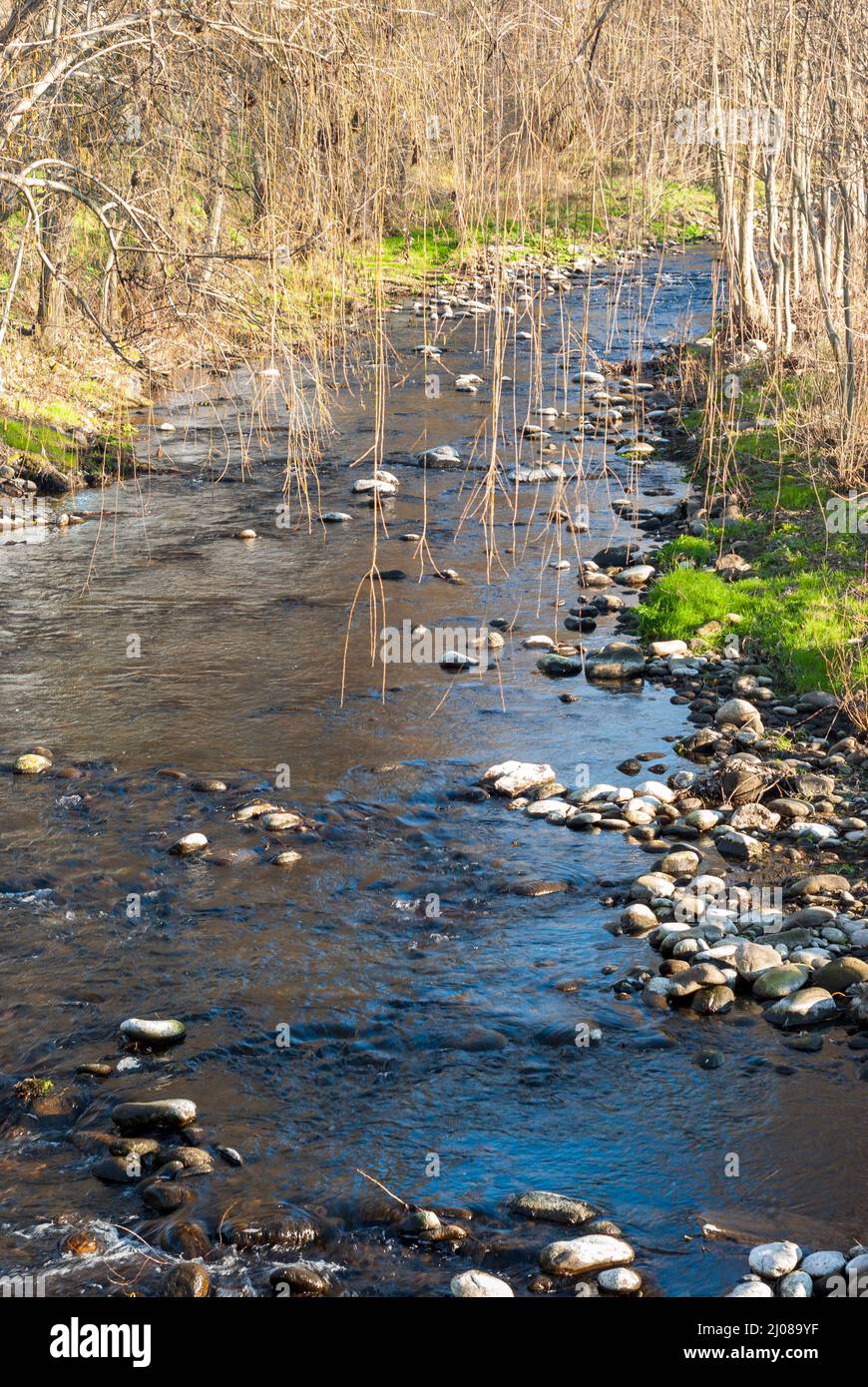 Ambroz River as it passes through Abadia, Caceres, Extremadura, Spain ...