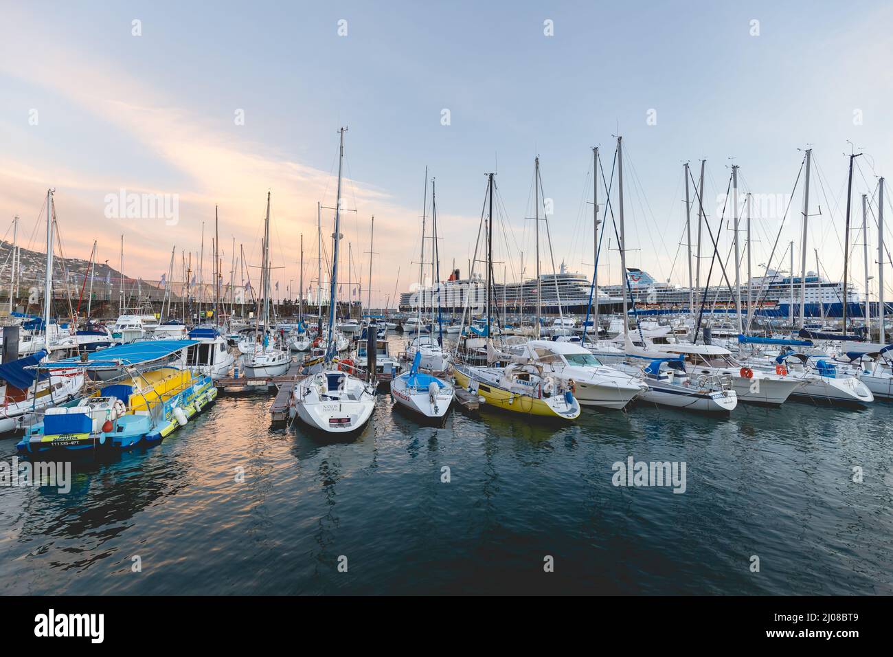 Funchal, Madeira, Portugal - December 31, 2021: View of Funchal marina ...