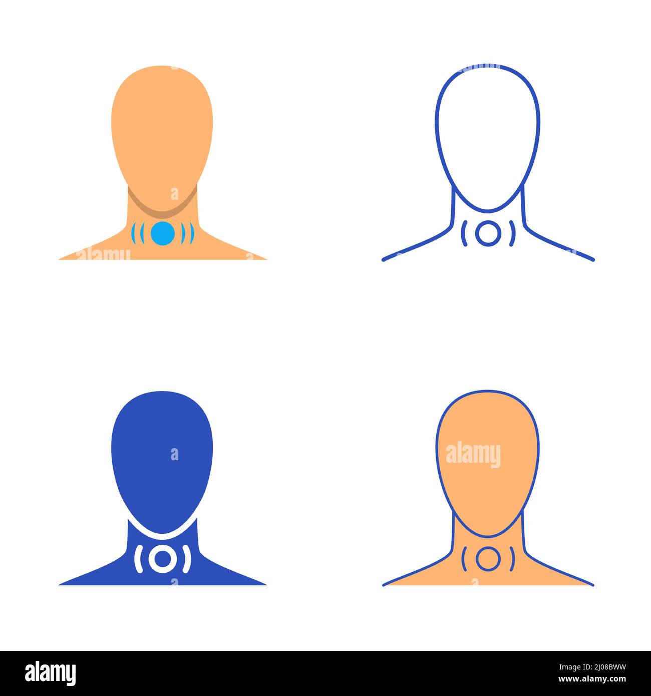 Choking feeling icon set in flat and line style. Vector illustration ...
