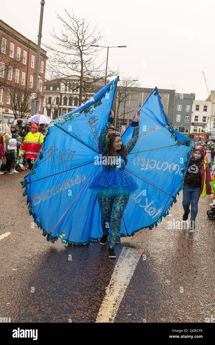 Belfast, UK. 17th Mar, 2022. 17th Thousands of people lined the streets ...