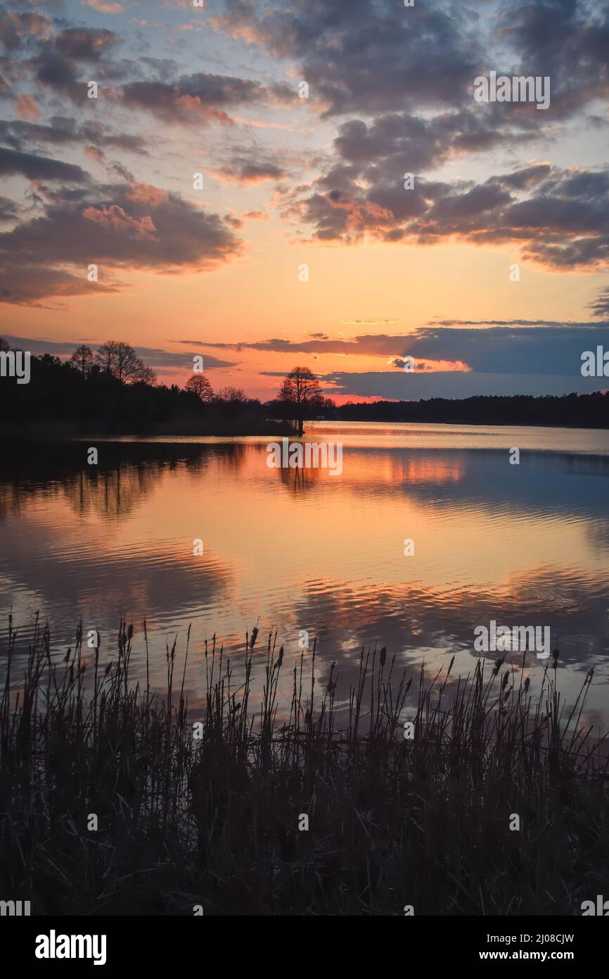 Beautiful morning lake orange hi-res stock photography and images - Alamy