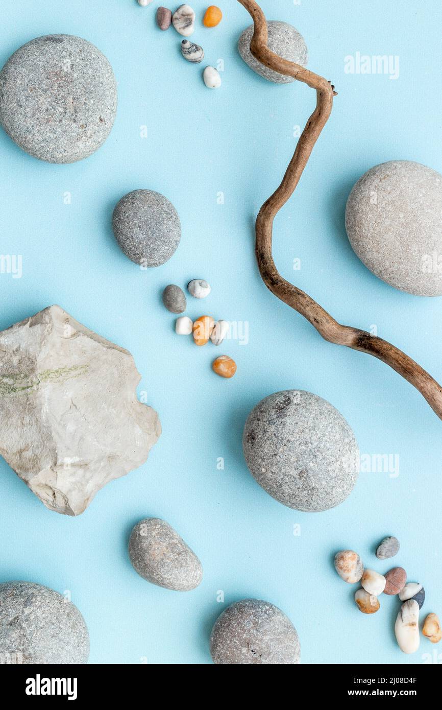 Background of natural crystal stone mineral with snag tree branch Stock ...