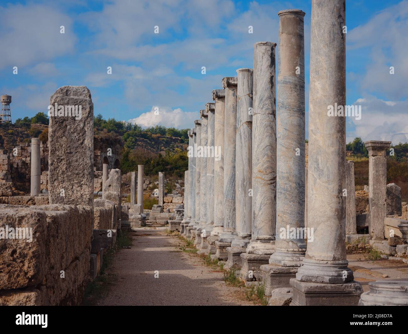 Agora columns with great sky viewin Perge or Perga ancient Greek city ...