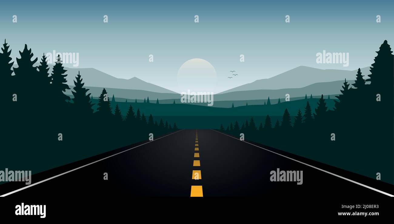 Car in forest road Stock Vector Images - Alamy