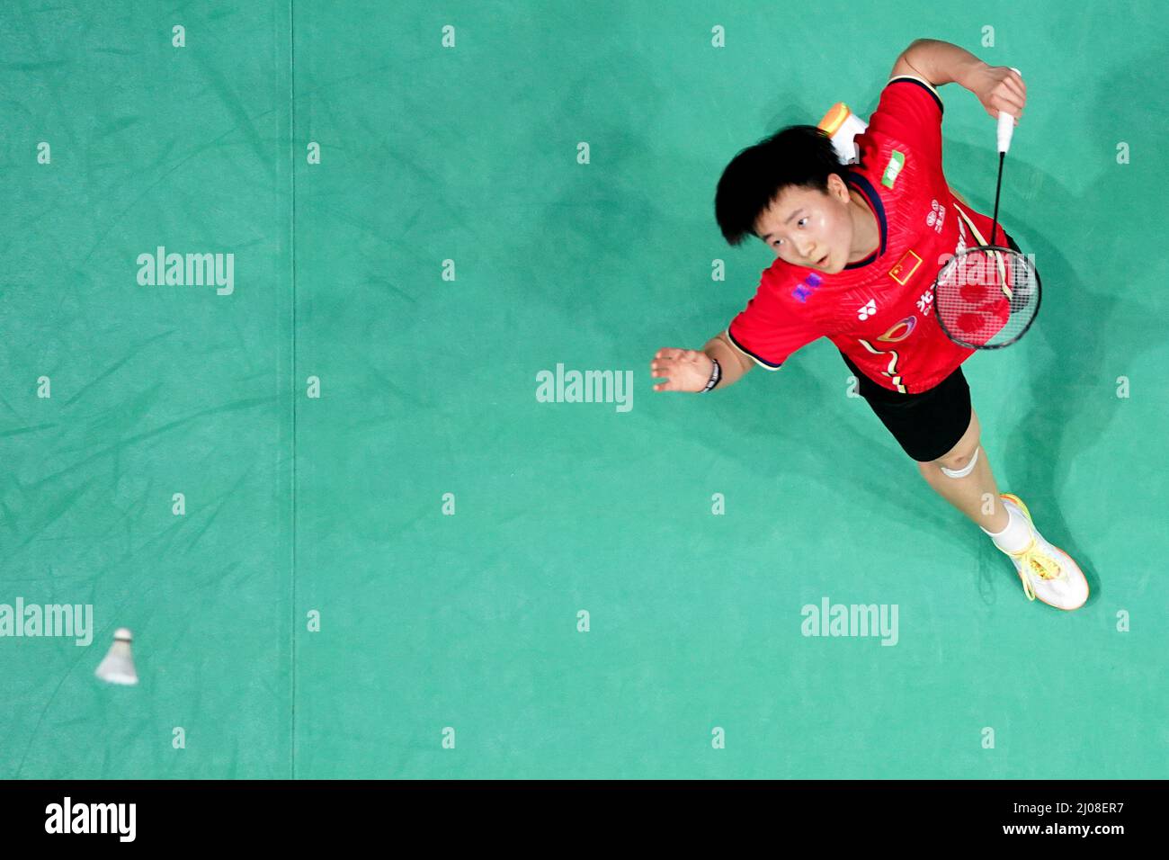 China's He Bing Jiao in action against Spain's Clara Azurmendi during ...