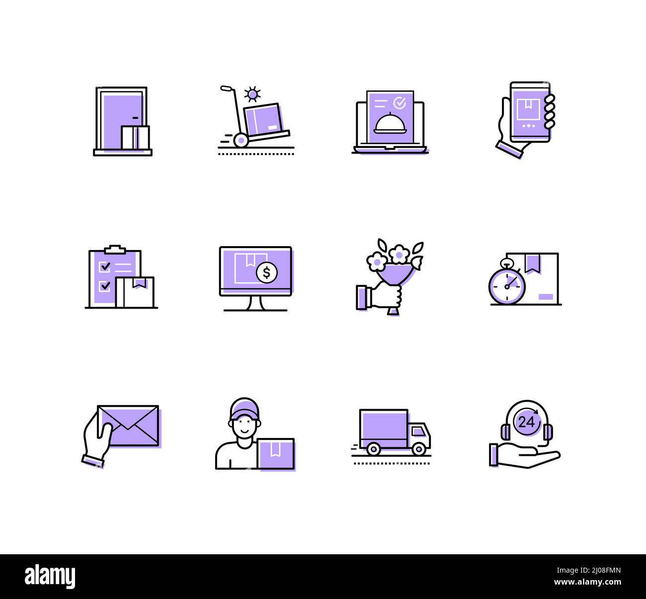 Goods delivery - modern line design style icons set Stock Vector Image ...