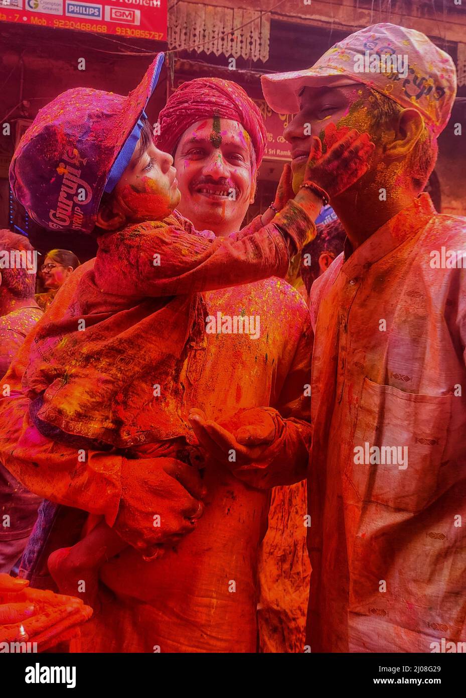 Devotees celebrate the festival of colors. Holi is a popular ancient ...