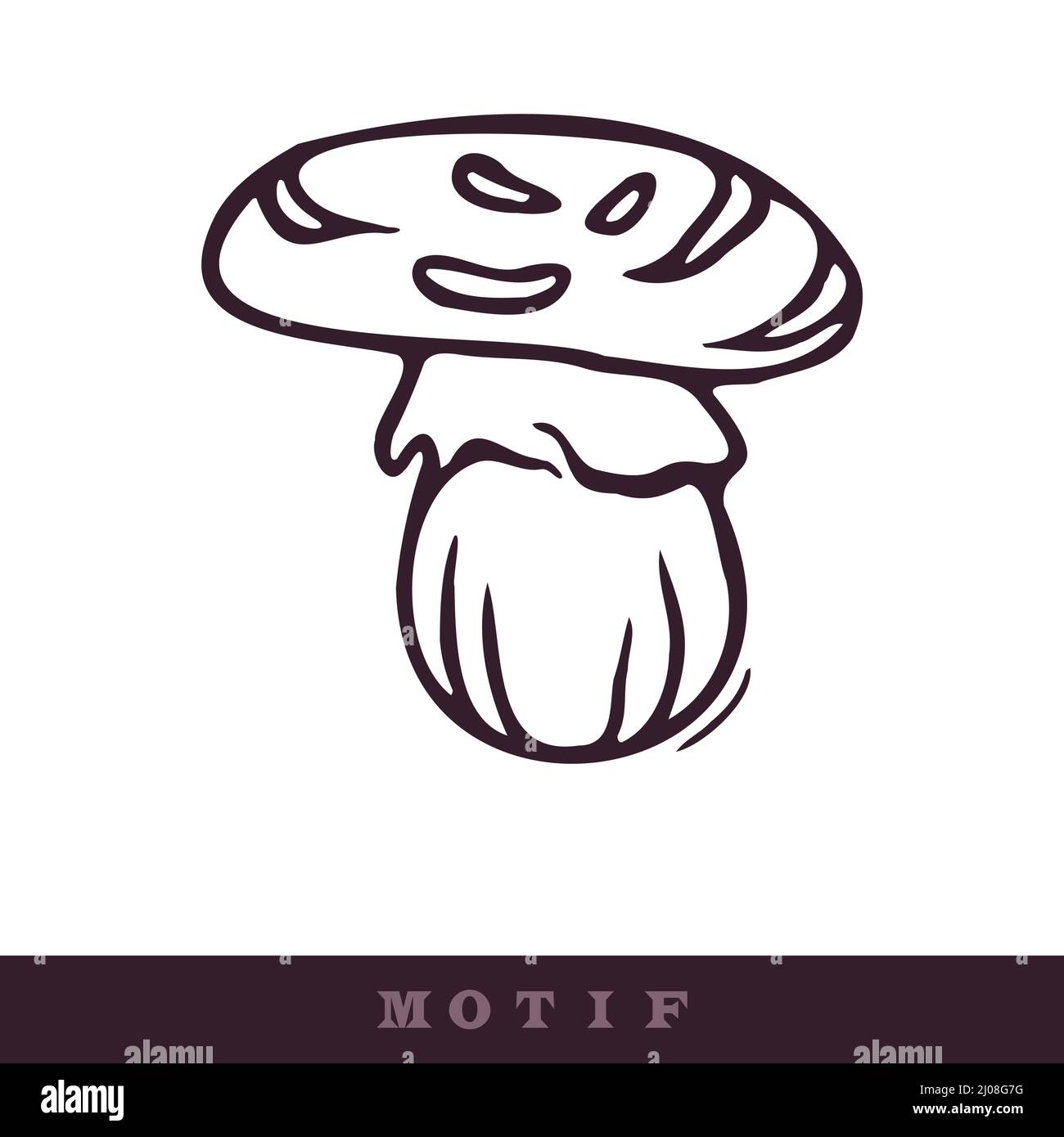 Hand drawn wild mushroom vector motif. Seamless trendy purple biology ...