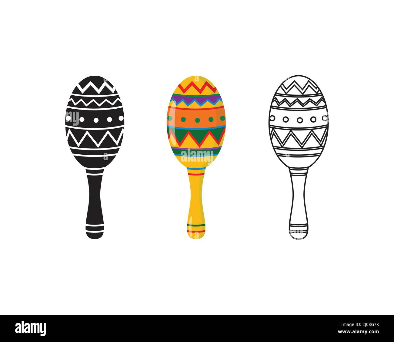 Maracas Mexican Music Instrument Collection Design Set Stock Vector ...