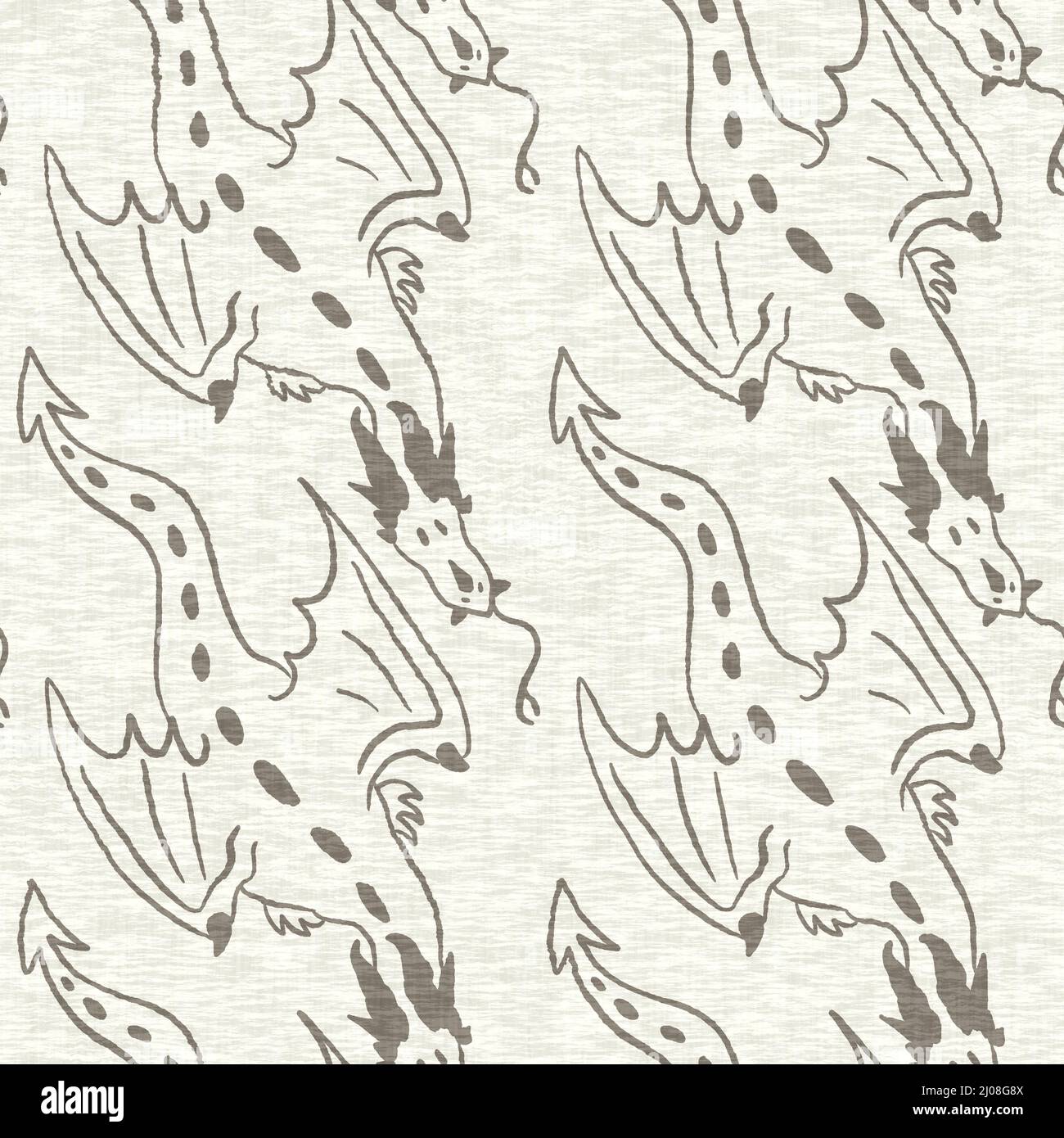 Dragon linen effect texture pattern. Seamless woven mythical reptile ...