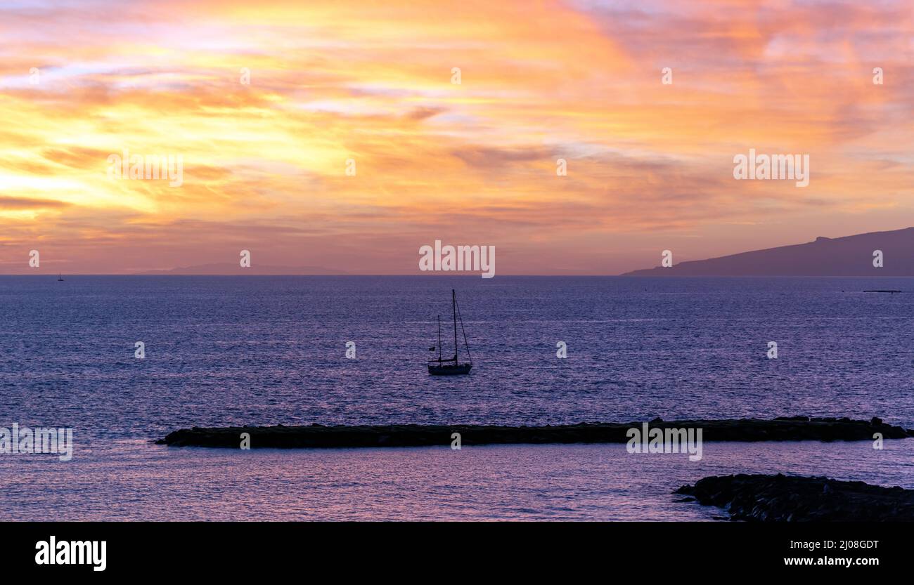 Tenerife boats sunset adeje hi-res stock photography and images - Alamy