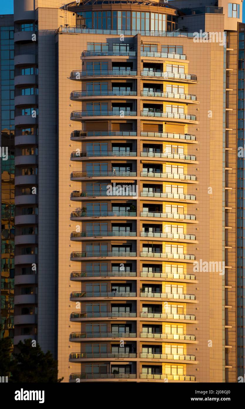 Facade of multi-storey hotel building with balconies Stock Photo - Alamy