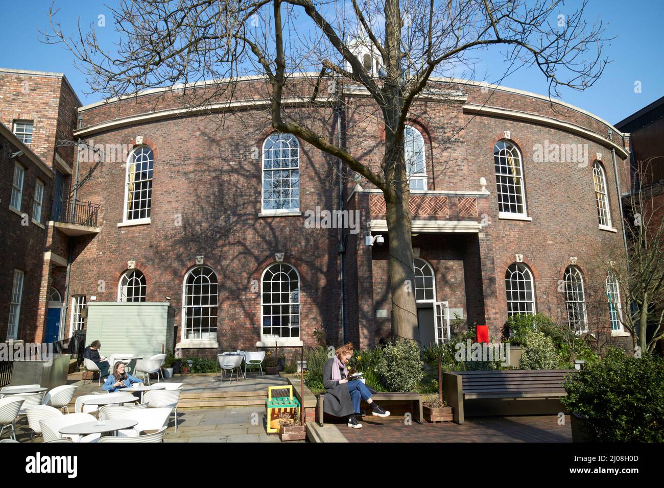 blue coat hospital rear garden yard with curved wall bluecoat building ...