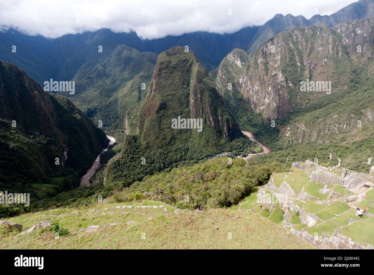 Inca archaeological site of Machu Picchu in the Andes Mountains, Peru ...
