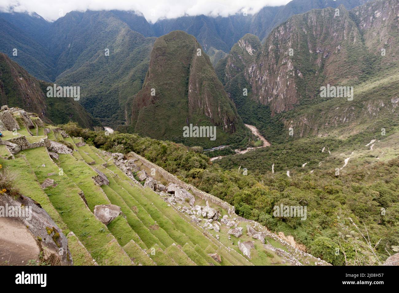 Inca archaeological site of Machu Picchu in the Andes Mountains, Peru ...