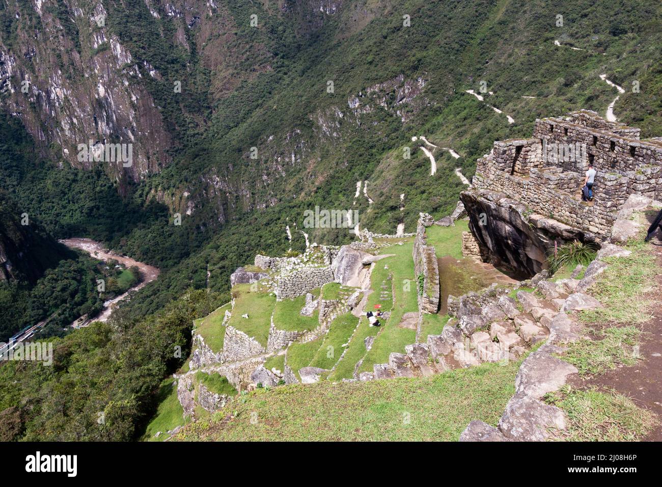 Inca archaeological site of Machu Picchu in the Andes Mountains, Peru ...