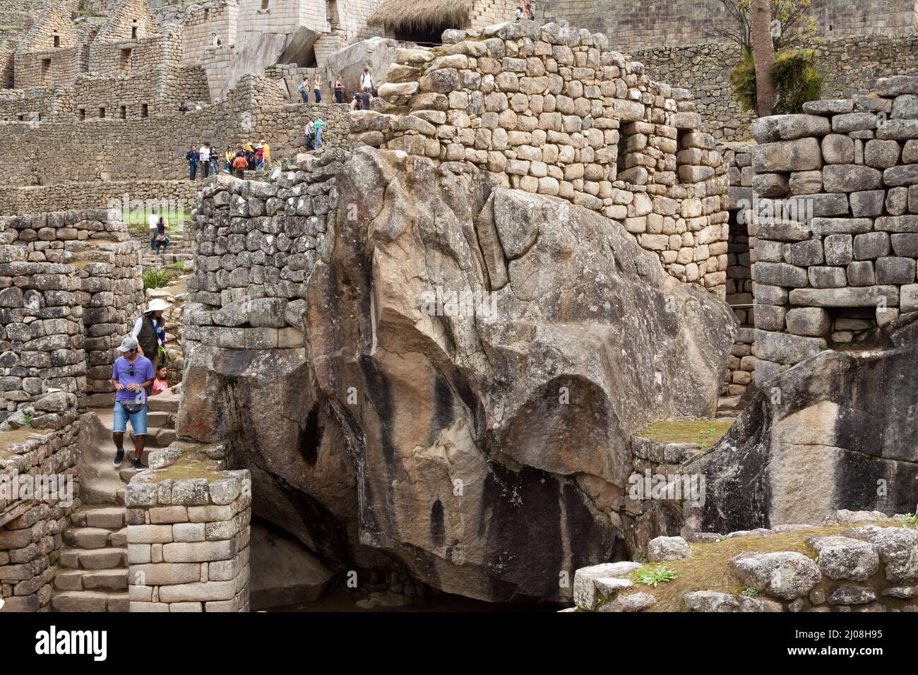 Inca archaeological site of Machu Picchu in the Andes Mountains, Peru ...