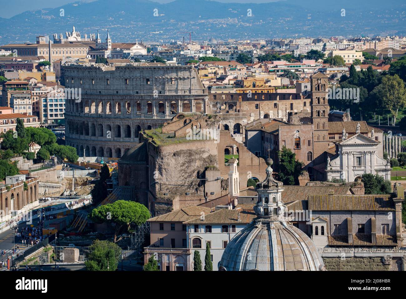 Coliseum and the archaeological roman park in Rome, Italy Stock Photo ...