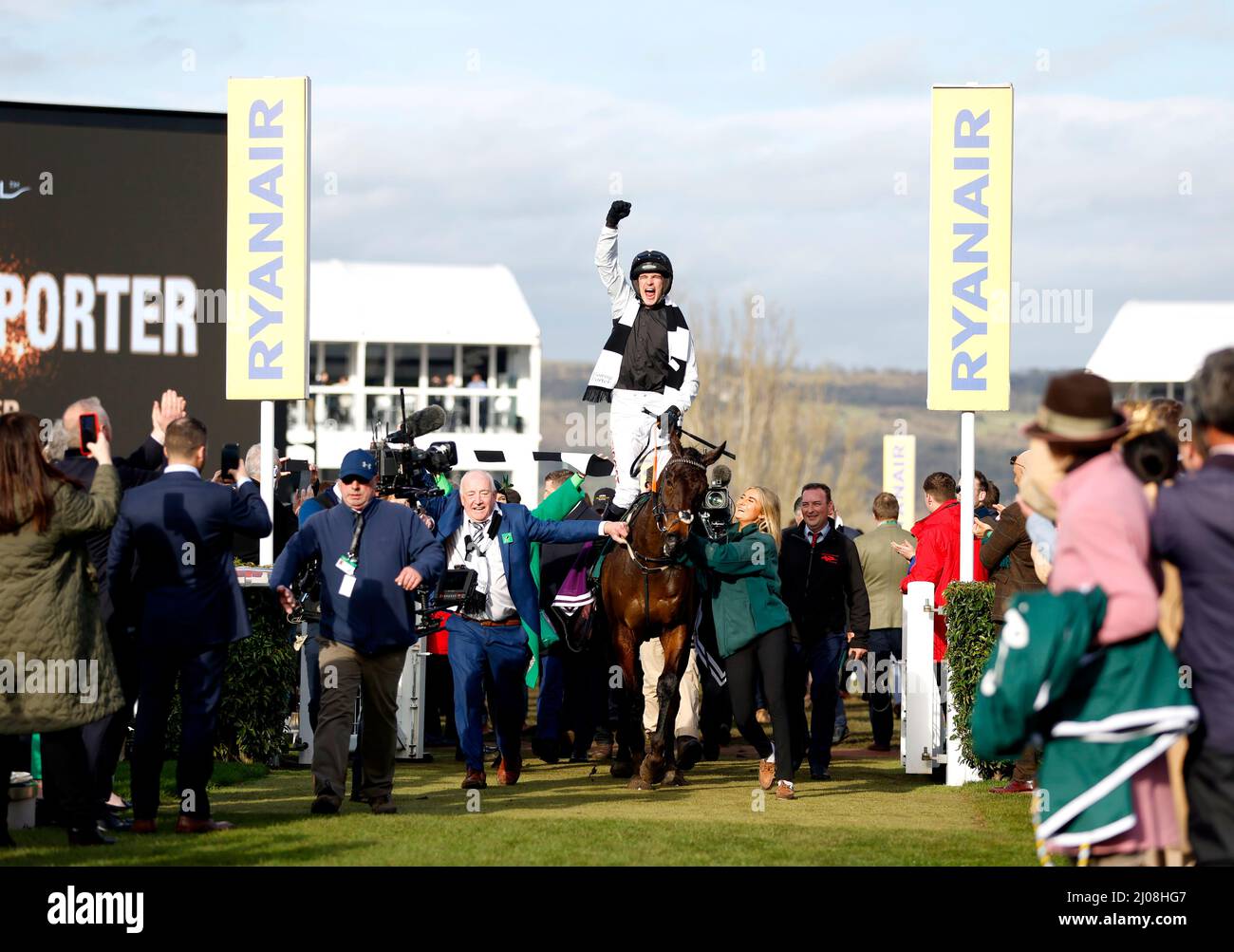 Jockey Danny Mullins celebrates on Flooring Porter after winning the ...