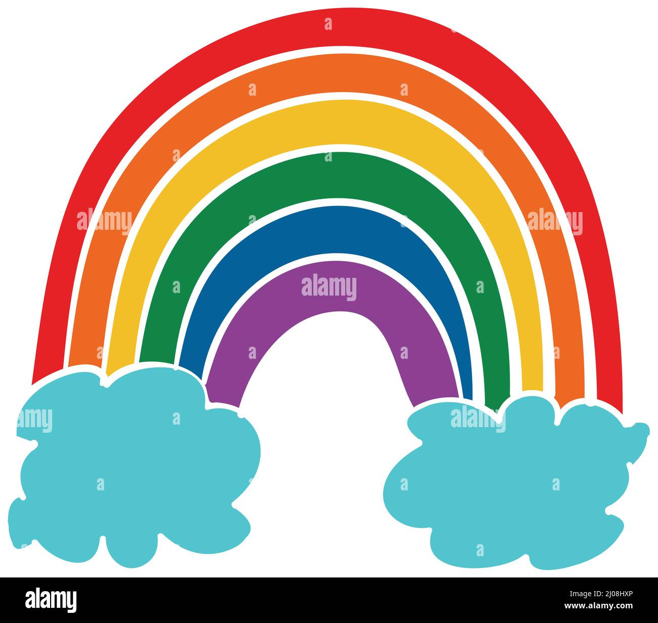Isolated sketch of a rainbow with pair of clouds Vector Stock Vector ...