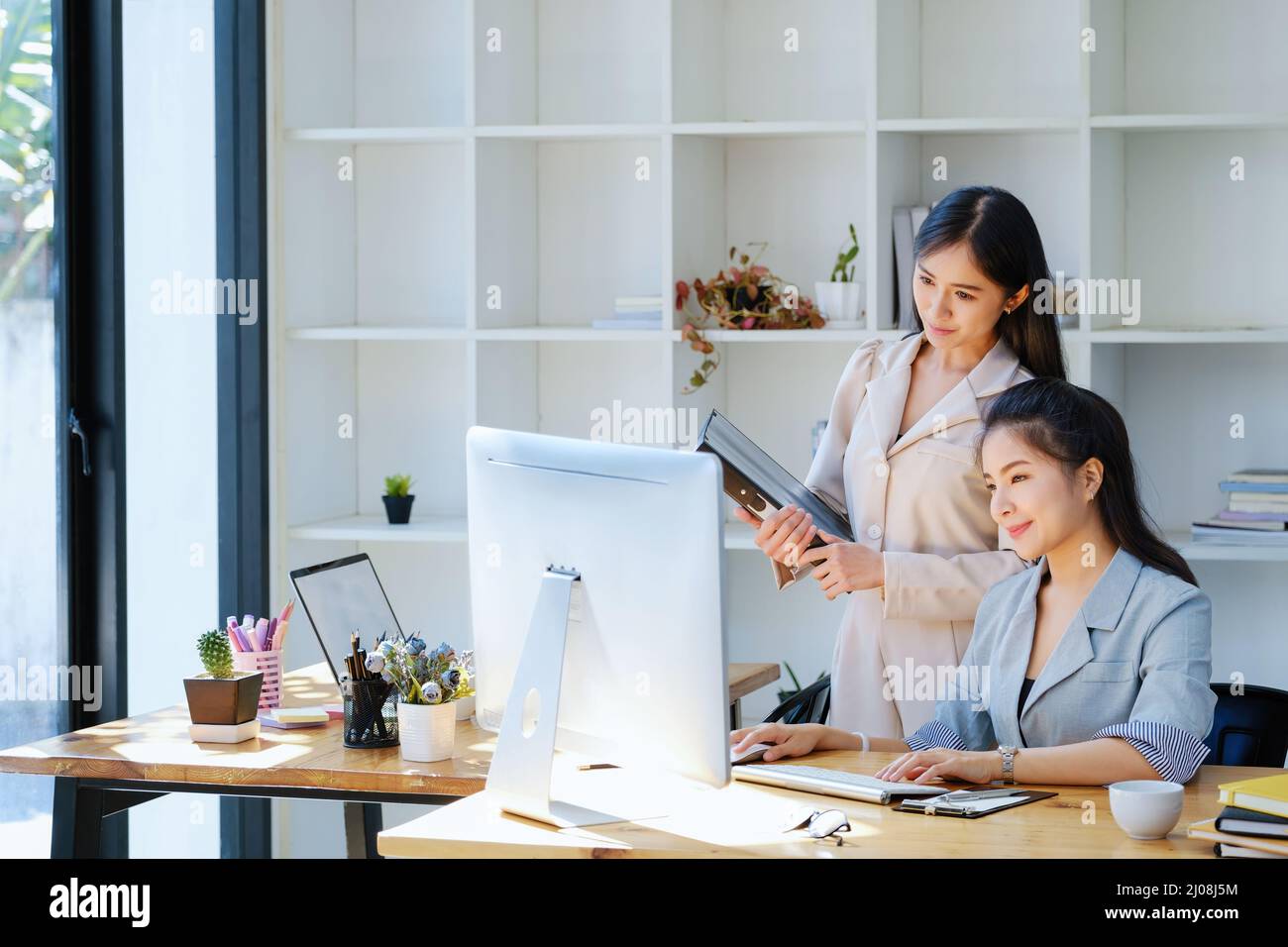 Consultation, discussion, marketing and investment concept, female ...