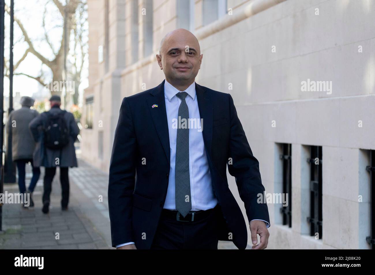 UK Health Secretary Sajid Javid leaves Four Millbank after this morning ...
