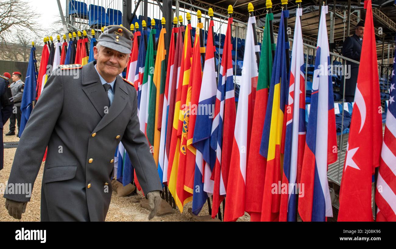 Ulm, Germany. 17th Mar, 2022. General Alexander Sollfrank walks past ...