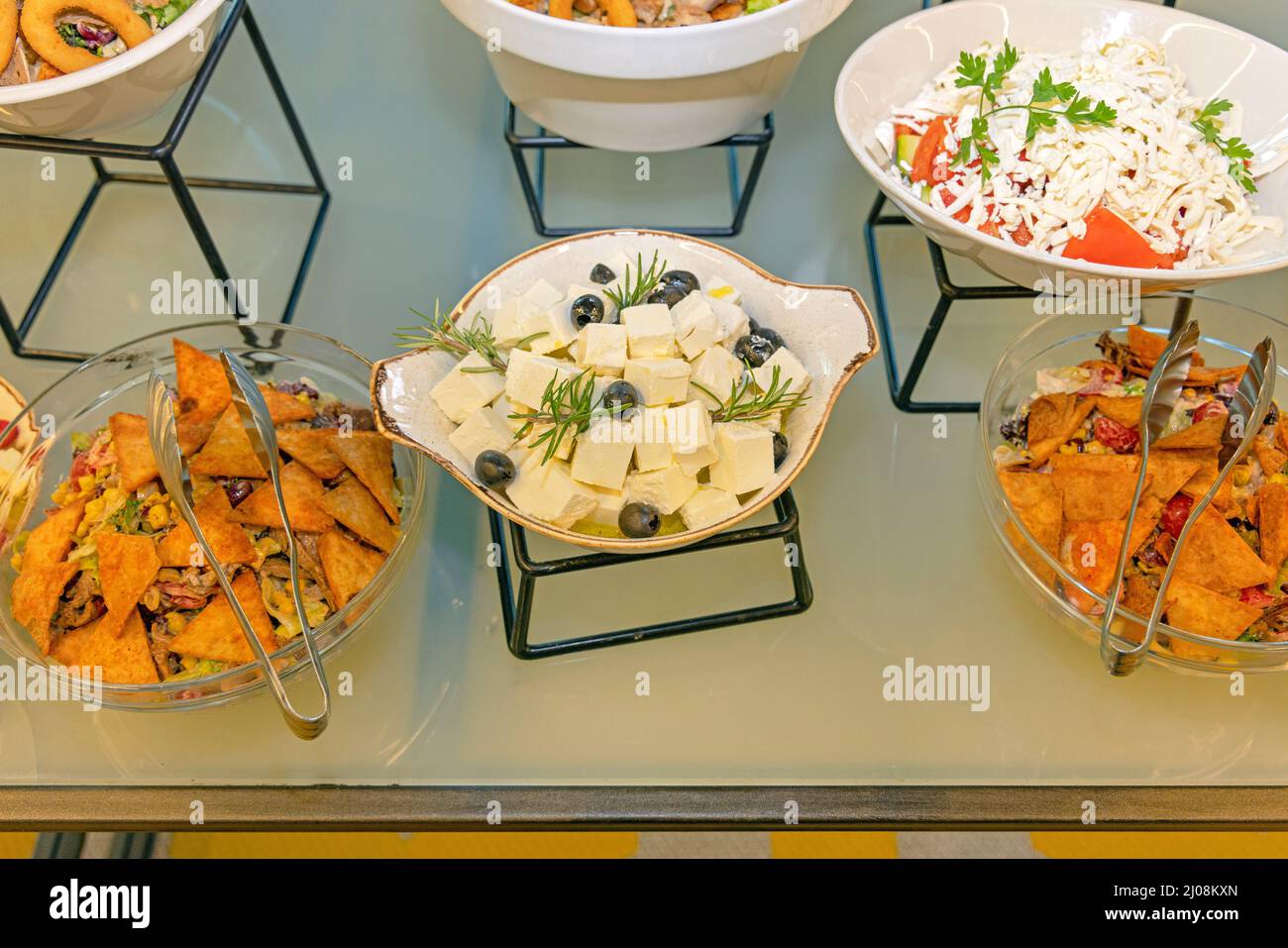Greek Feta Cheese in Bowl Served Salad Buffet Stock Photo - Alamy