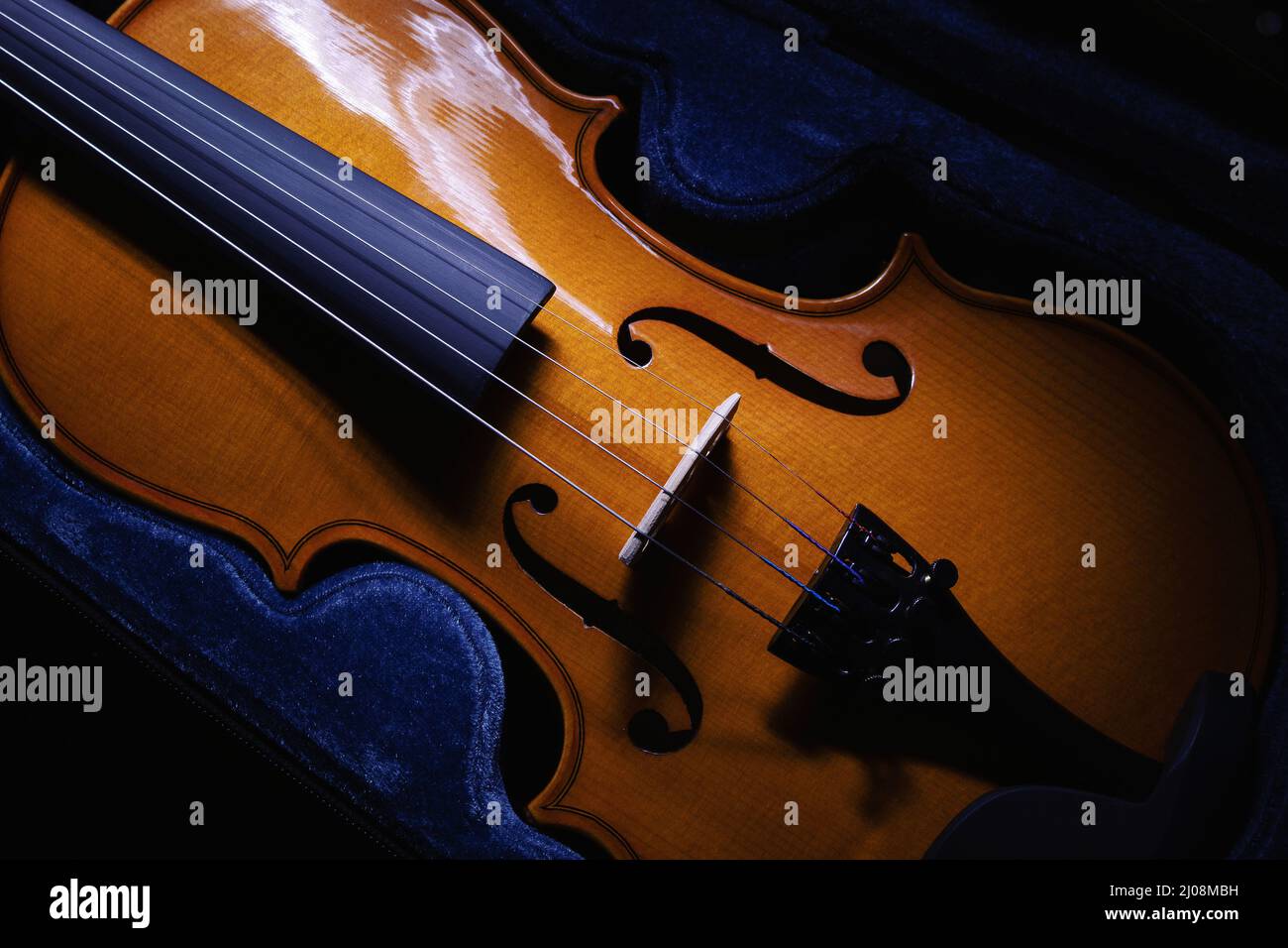 Closeup view on small violin, one half size, view on details Stock ...