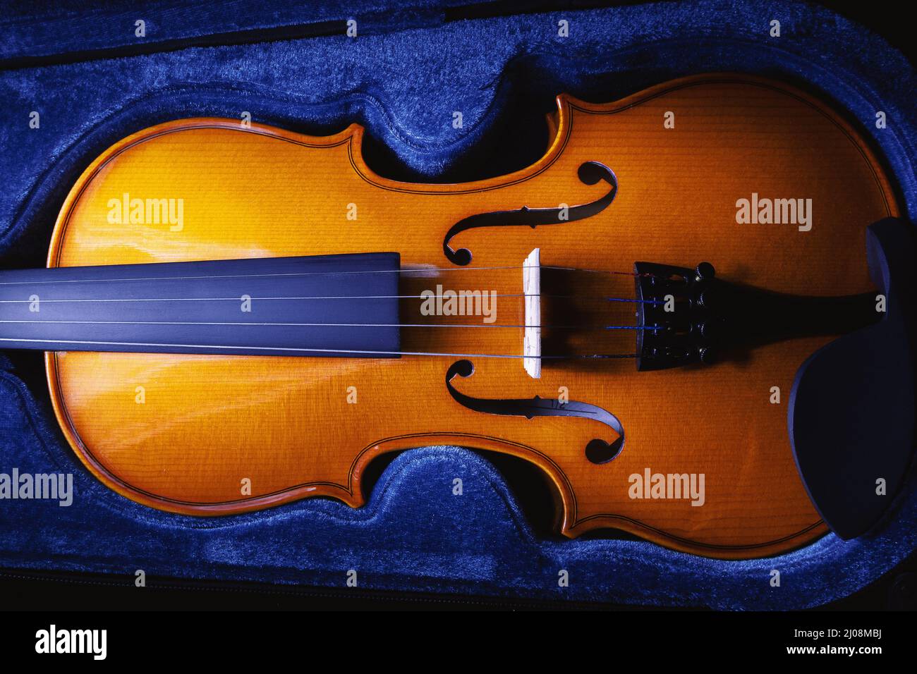 Closeup view on small violin, one half size, view on details Stock ...