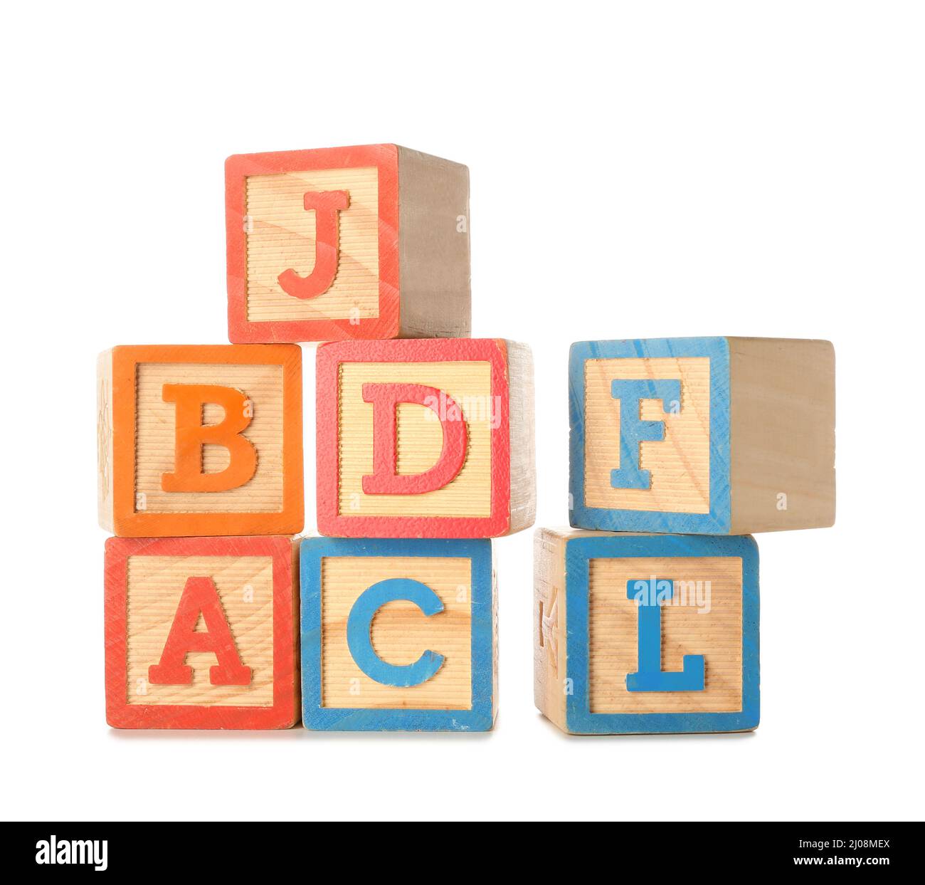 Wooden cubes with letters isolated on white Stock Photo - Alamy