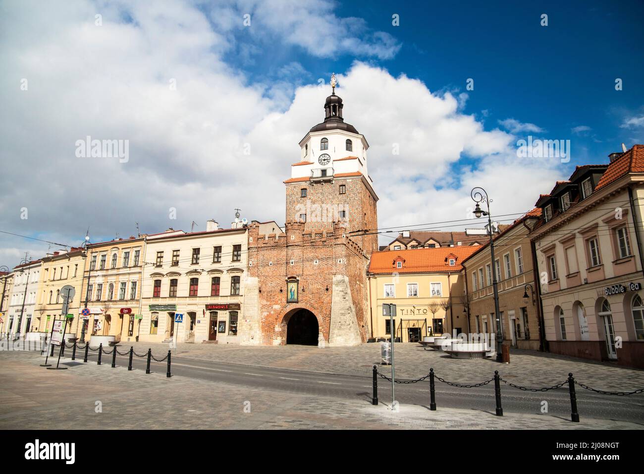 Cracow Gate "Brama Krakowska", historical gate to Lublin Stock Photo ...