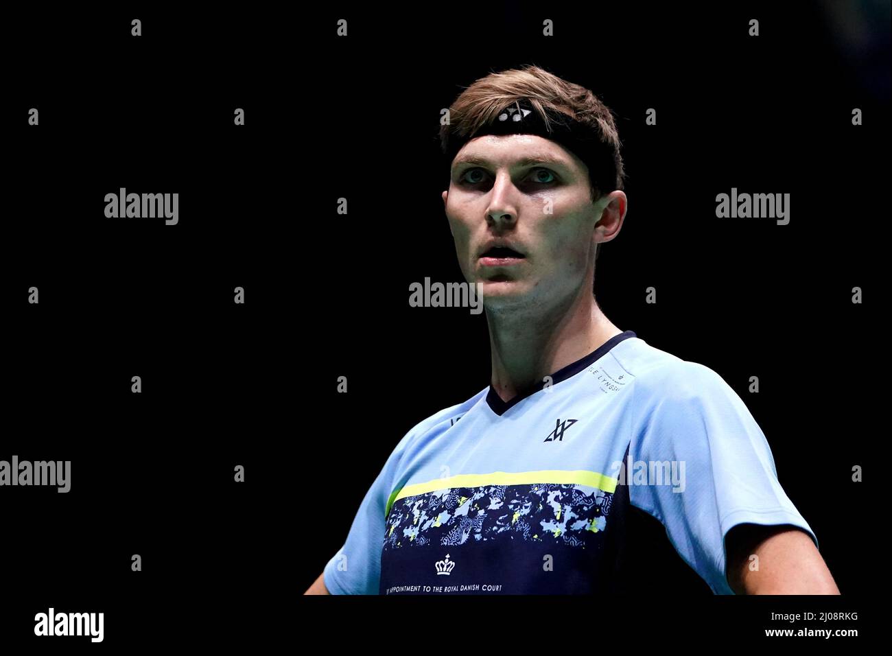 Denmark's Viktor Axelsen in action against Netherland's Mark Caljouw ...