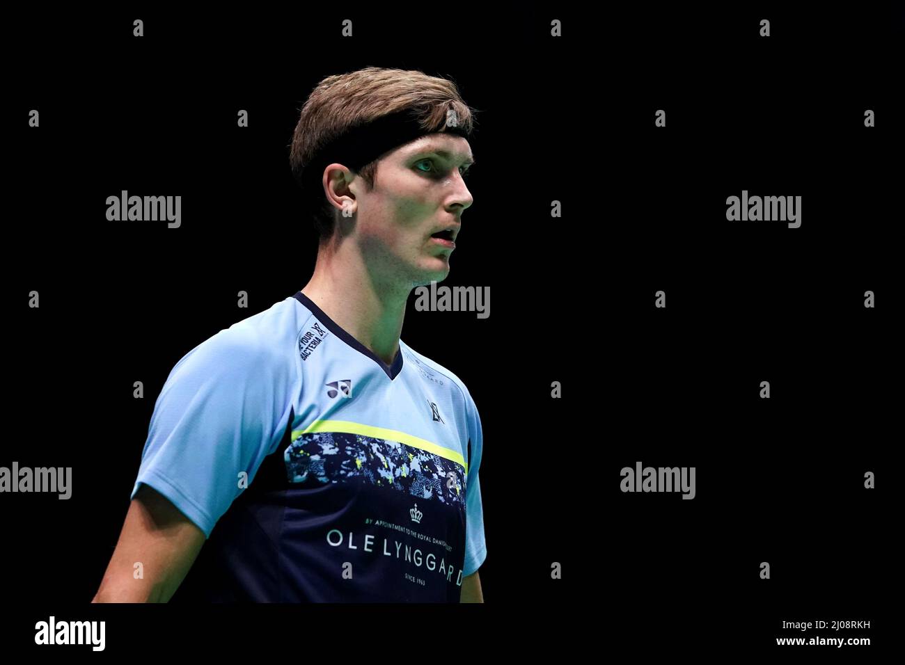 Denmark's Viktor Axelsen in action against Netherland's Mark Caljouw ...