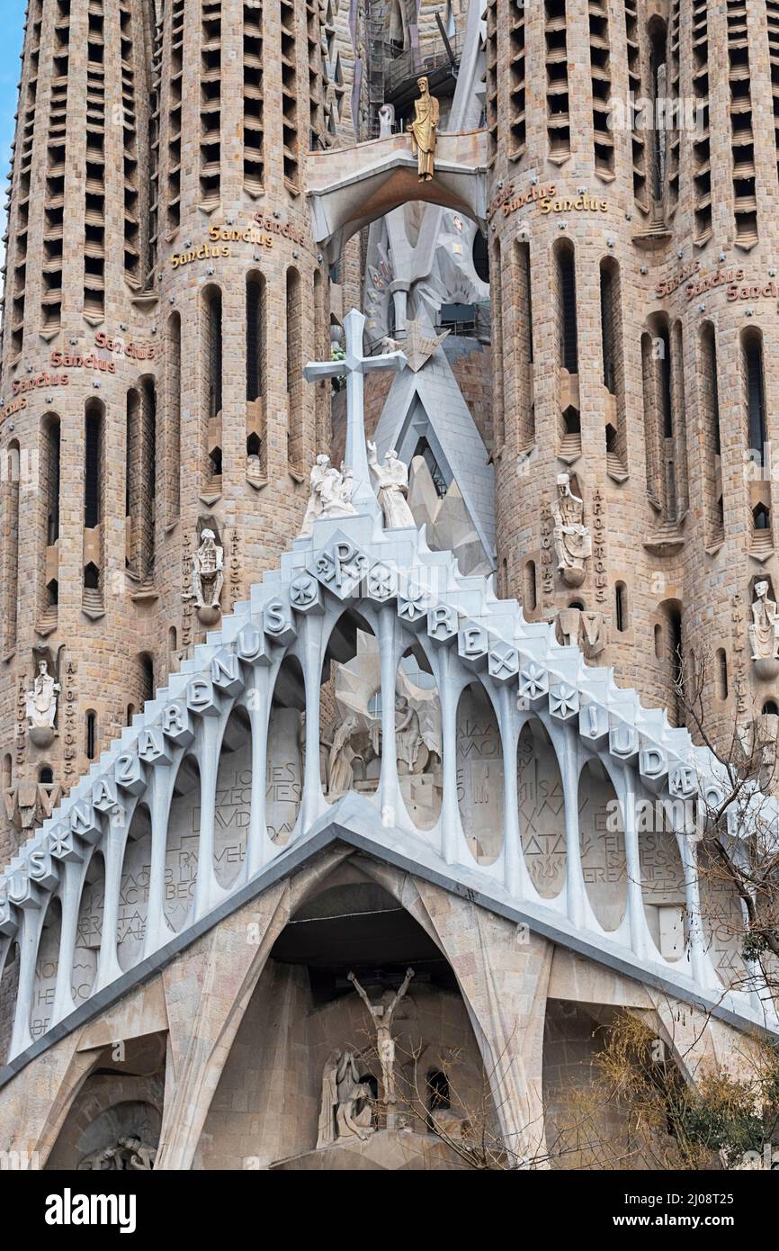 BASILICA i TEMPLE EXPIATORI de la SAGRADA FAMILIA BARCELONA SPAIN VIEW OF PASSION FACADE AND ...