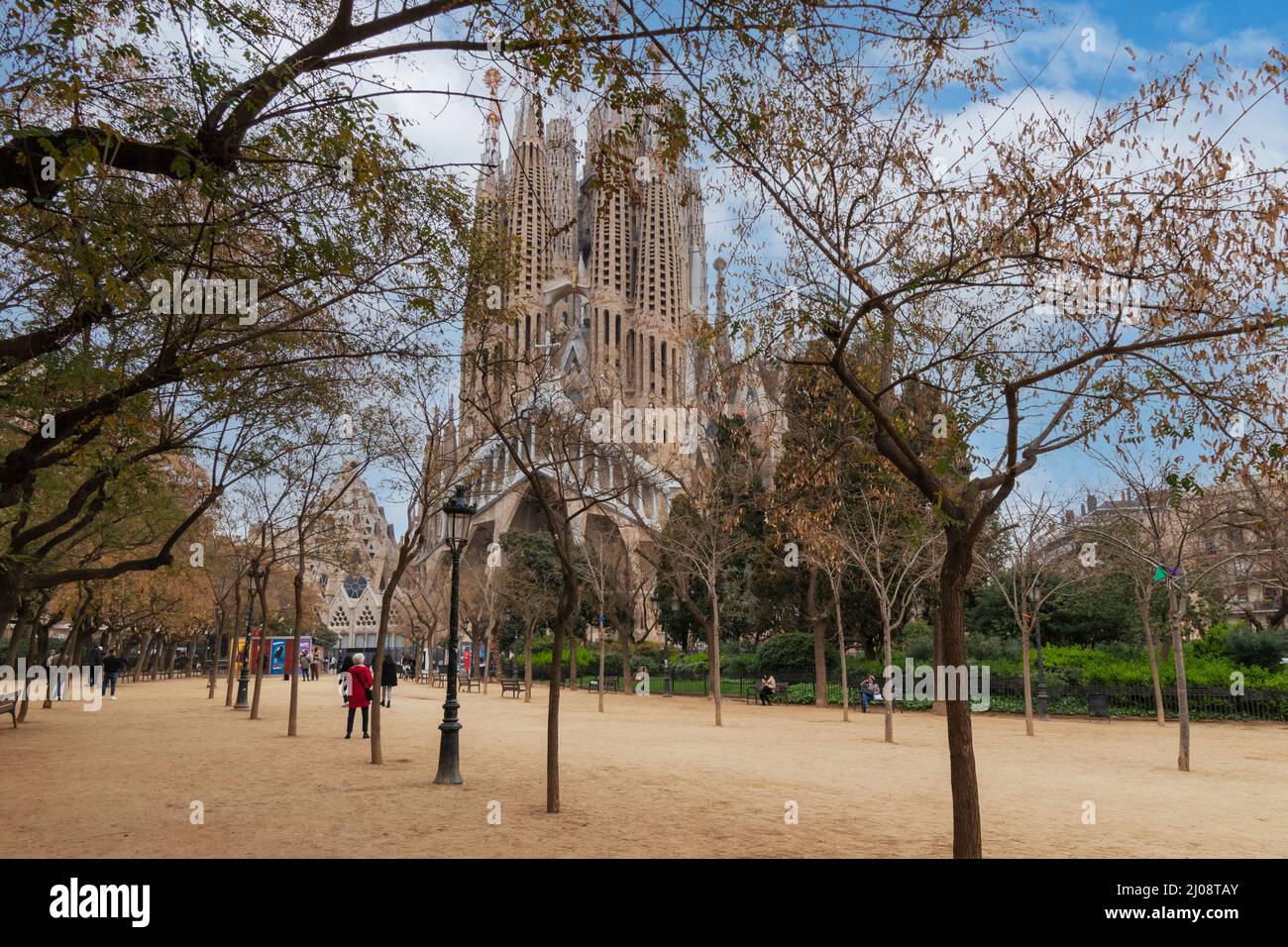 BASILICA i TEMPLE EXPIATORI de la SAGRADA FAMILIA BARCELONA SPAIN VIEW OF PASSION FACADE SMALL ...