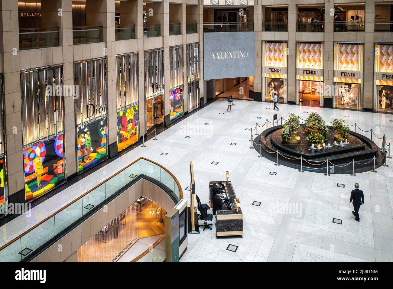 Hong Kong, China. 16th Mar, 2022. A quiet lunch hour in the Landmark ...