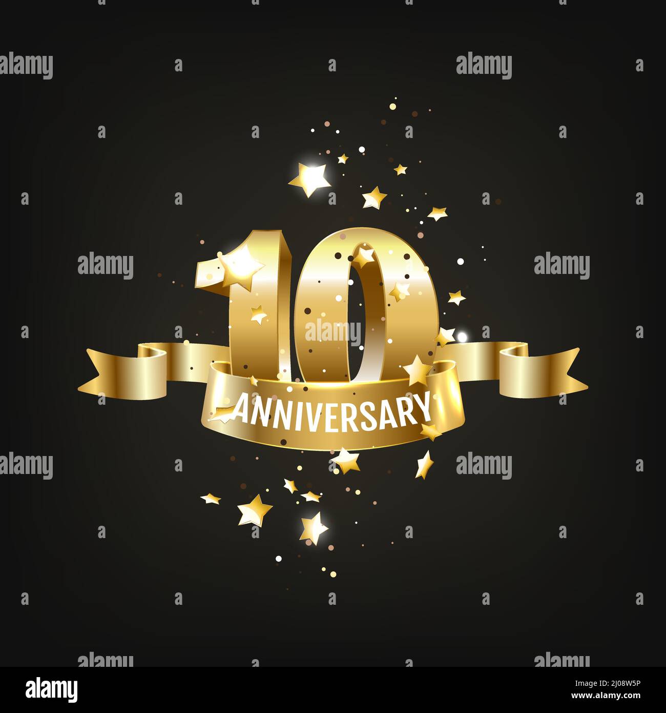 Anniversary 10. gold 3d numbers. Poster template for Celebrating 10th ...