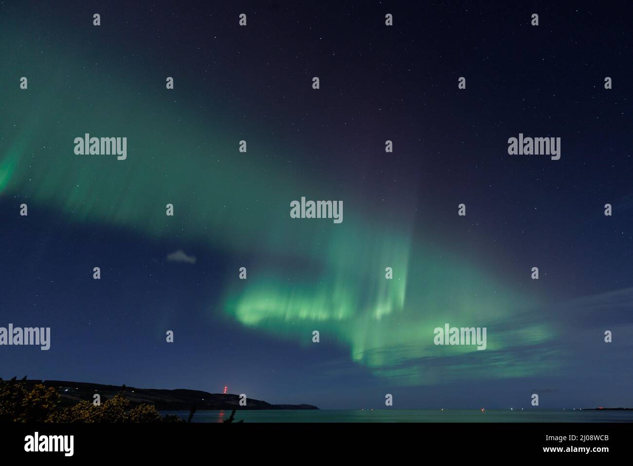 The Northern Lights (Aurora borealis) over the Scottish Highlands Stock ...