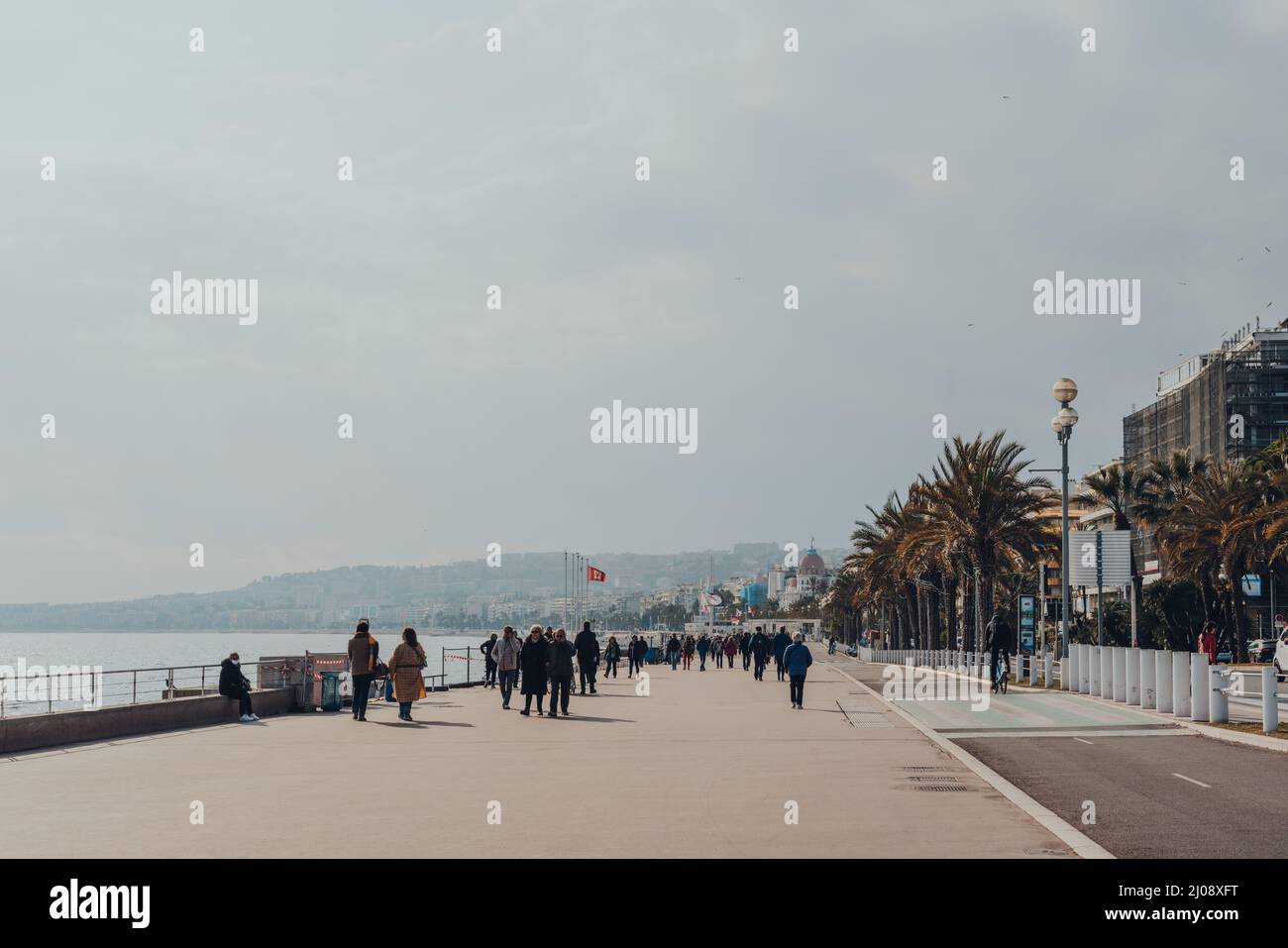 Nice, France - March 10, 2022: People walking on The Promenade des ...