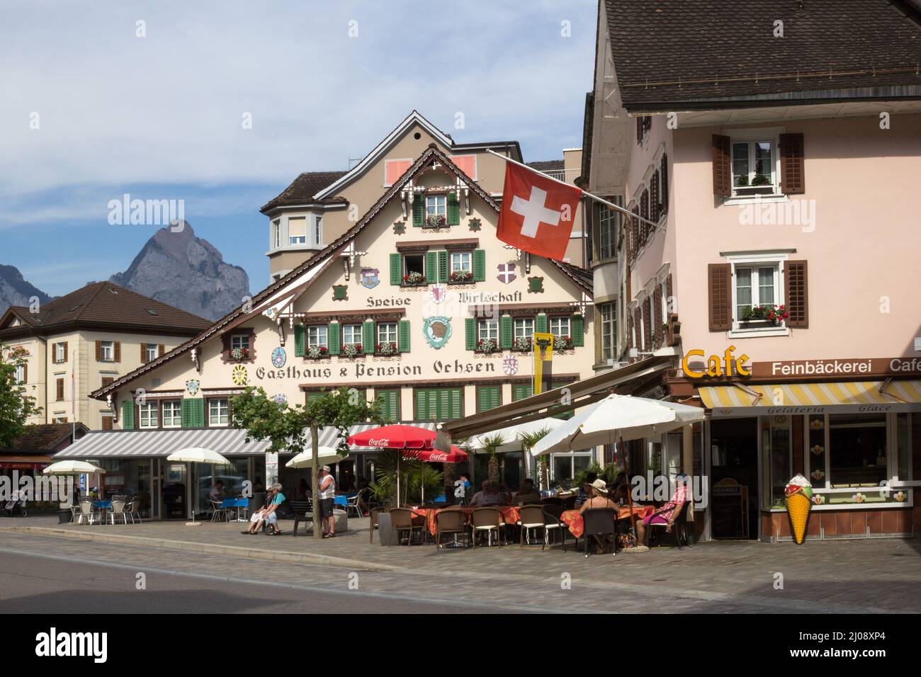 Brunnen, Switzerland - May 28, 2017: Brunnen is a Swiss ctiy situated ...