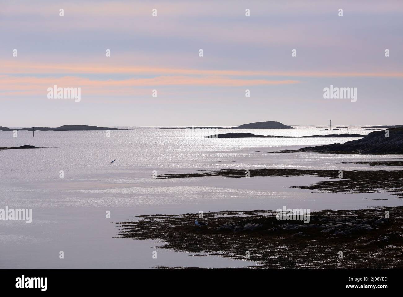 View of the fjord surround the village Veiholmen located on the island ...