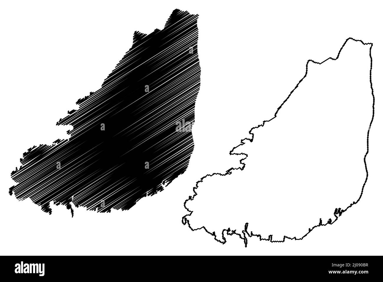 Hisingen island (Kingdom of Sweden) map vector illustration, scribble ...