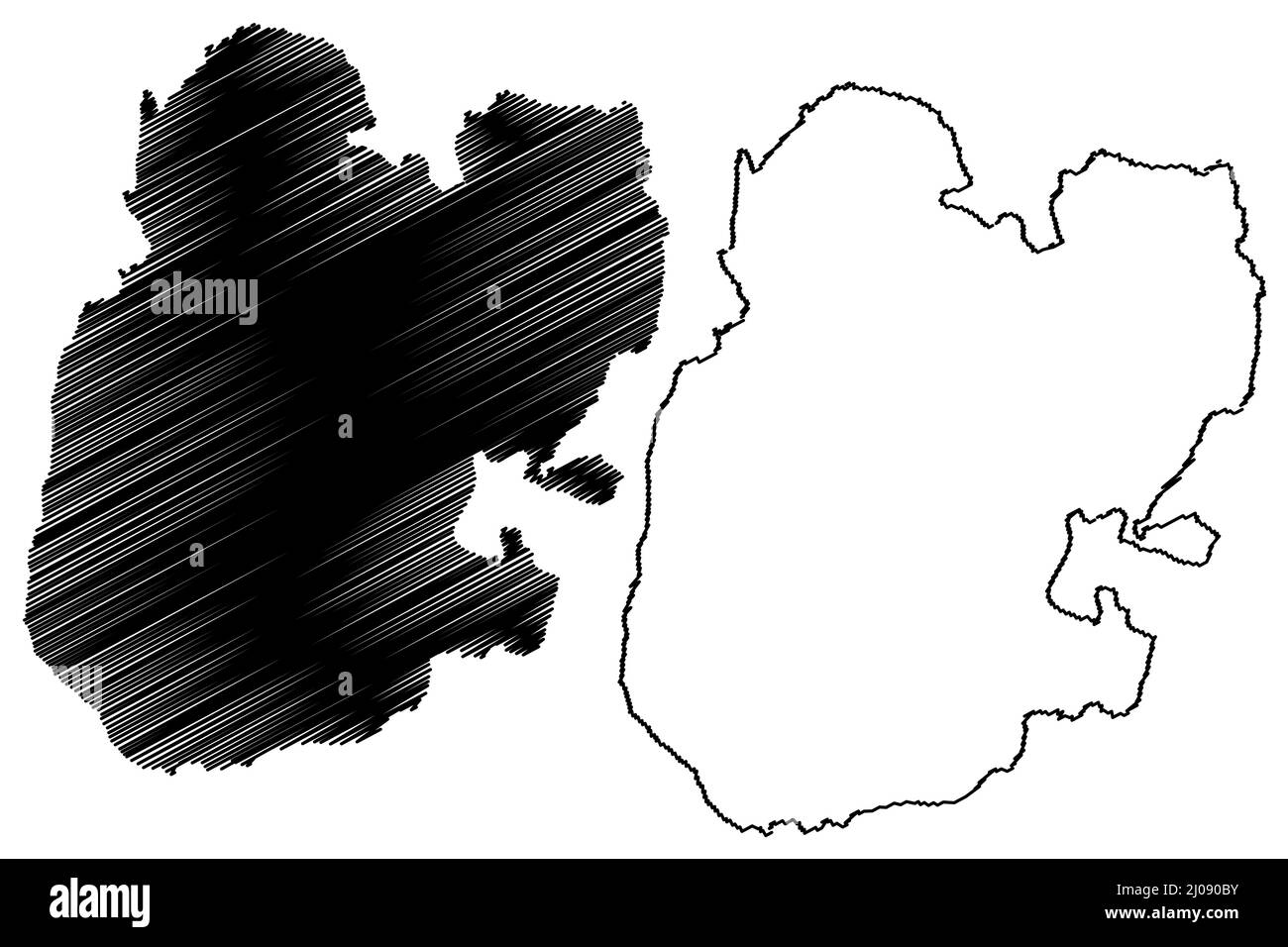 Hemson island (Kingdom of Sweden) map vector illustration, scribble ...