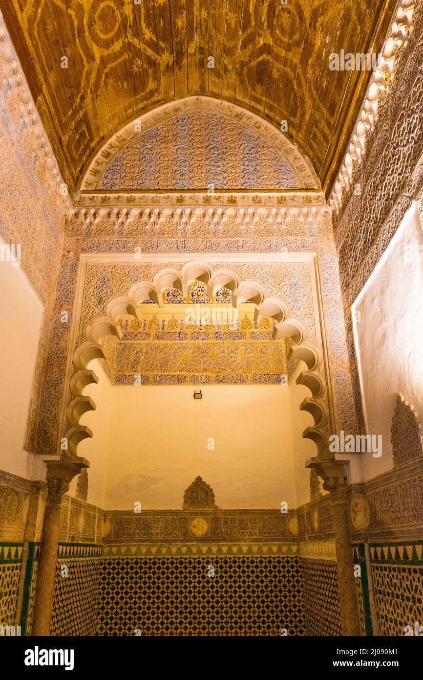 Interior design of Beautiful monument The Alcazar from Seville, Spain ...