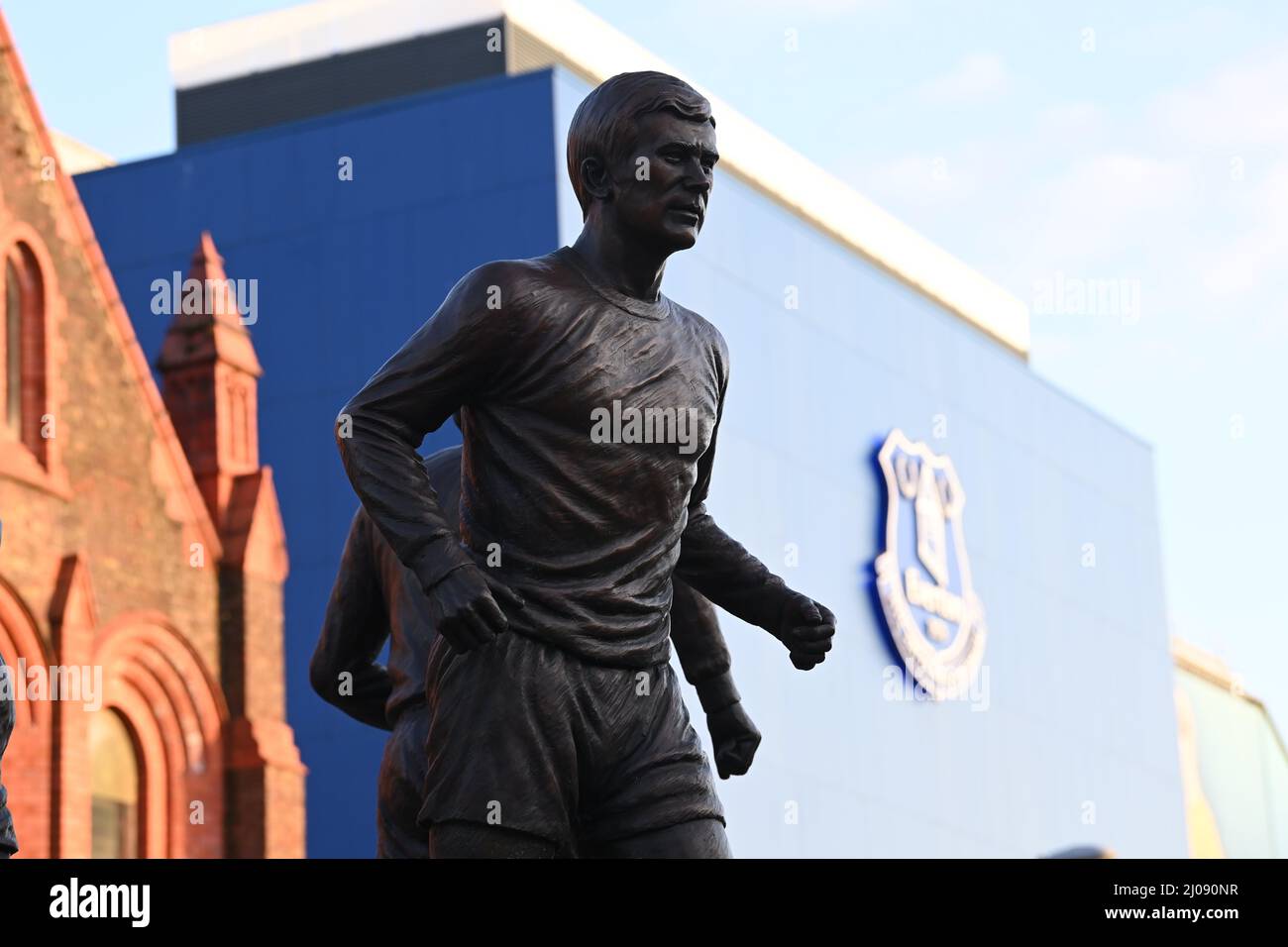 Liverpool, UK. 17th Mar, 2022. The Holy Trinity Statue outside Goodison ...